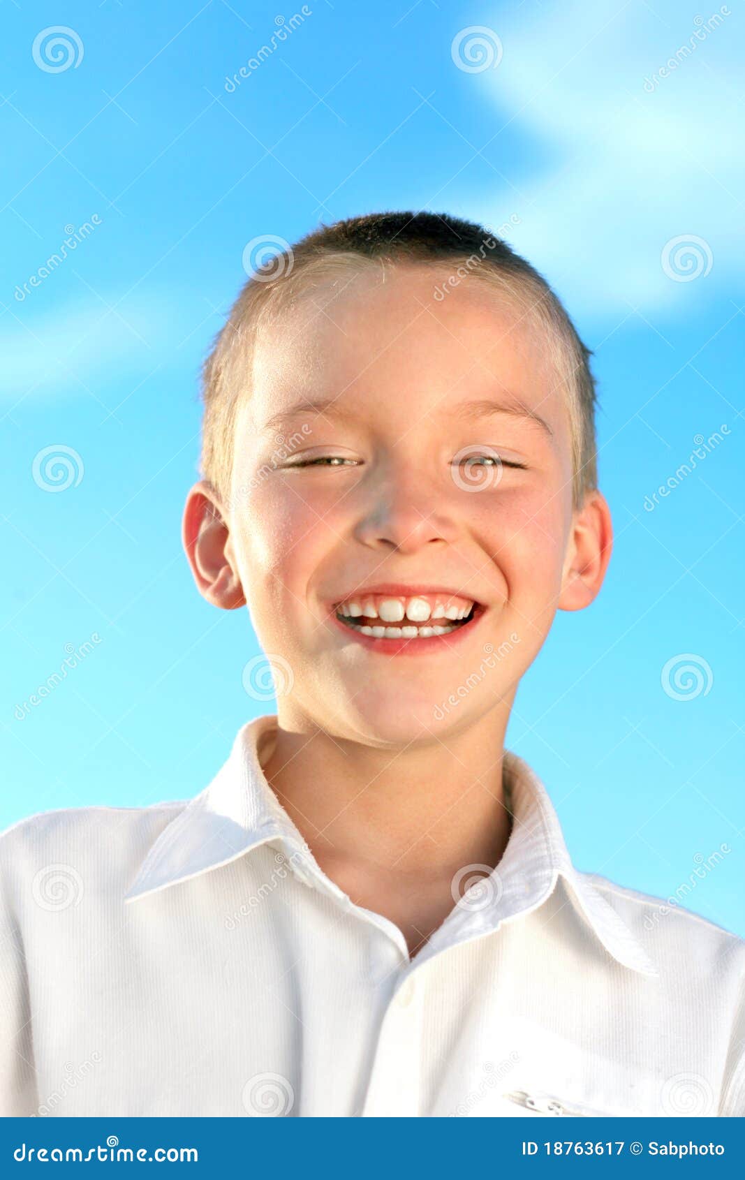 Happy boy stock image. Image of shirt, close, face, blond - 18763617