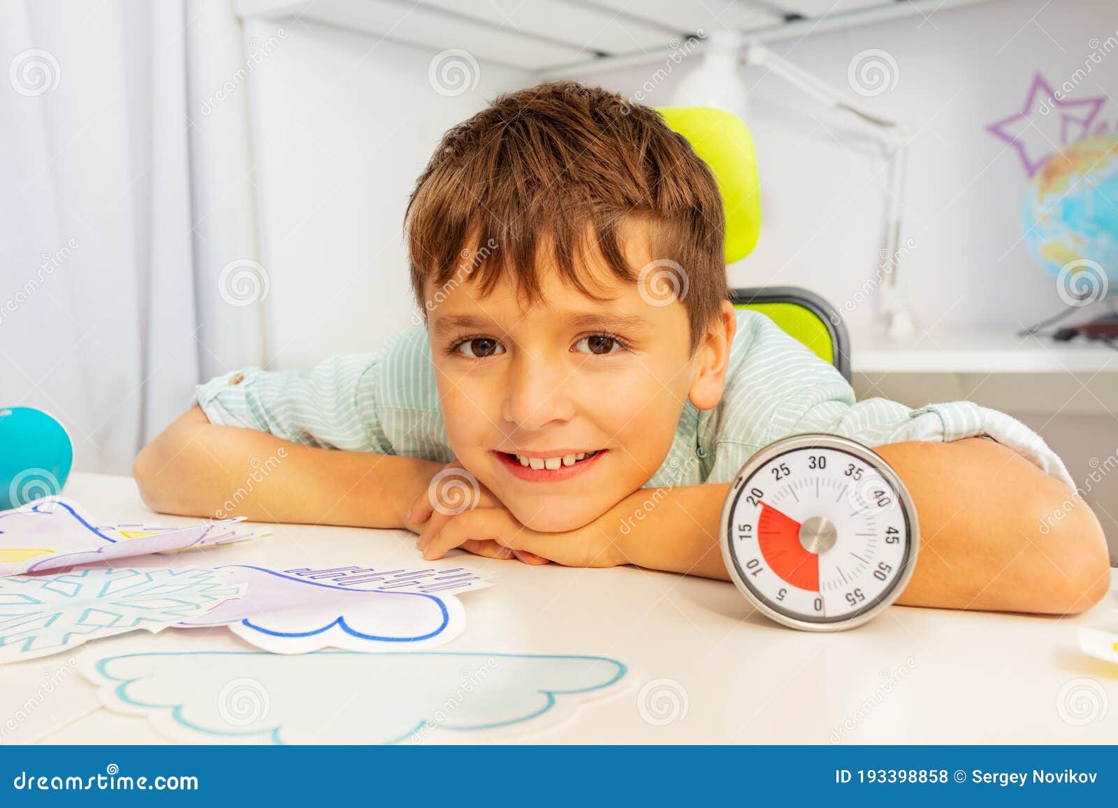 Happy Boy During ABA Therapy And Lesson Timer Stock Photo ...
