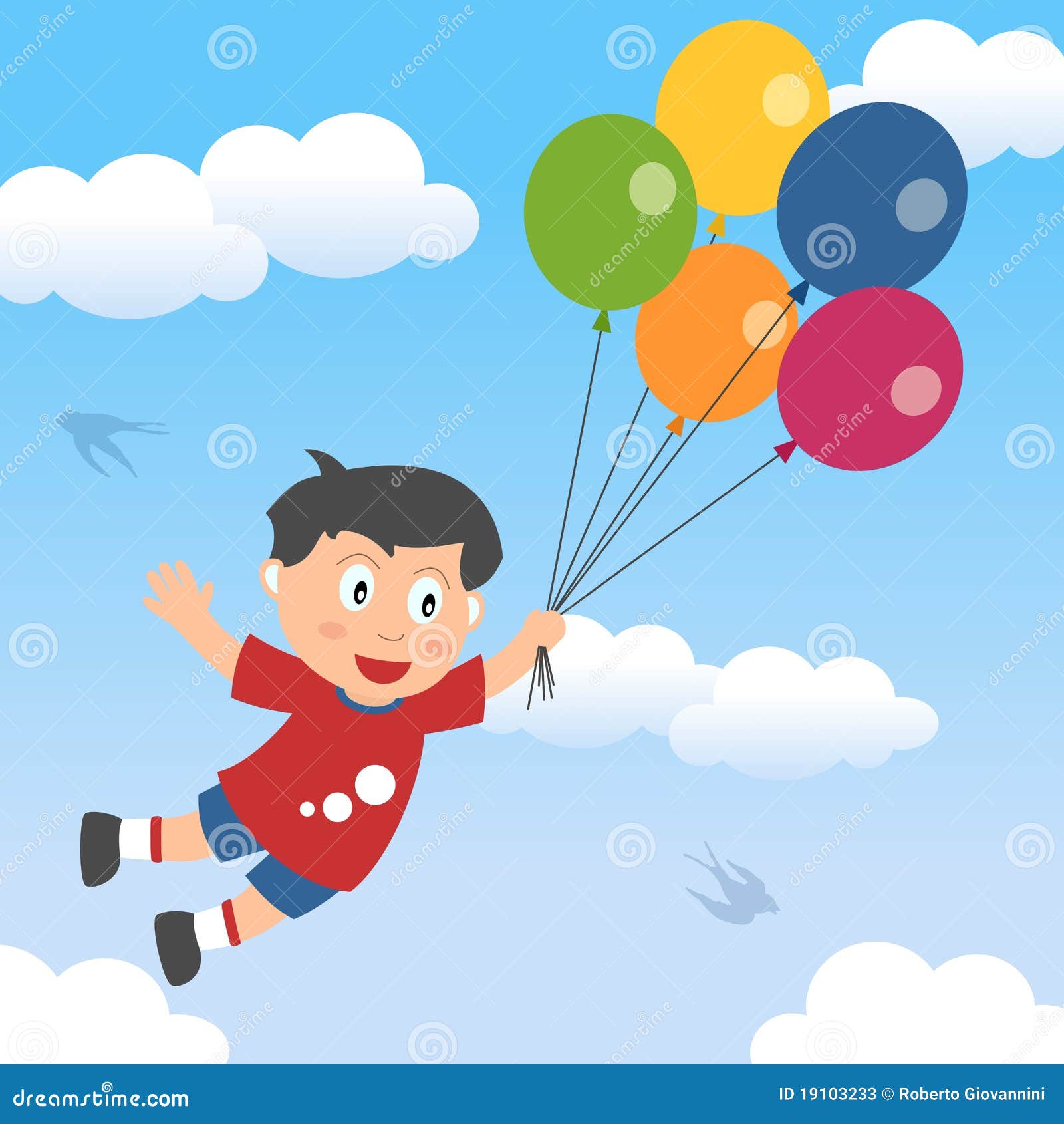 Happy Boy with Balloons stock vector. Illustration of cartoon - 19103233