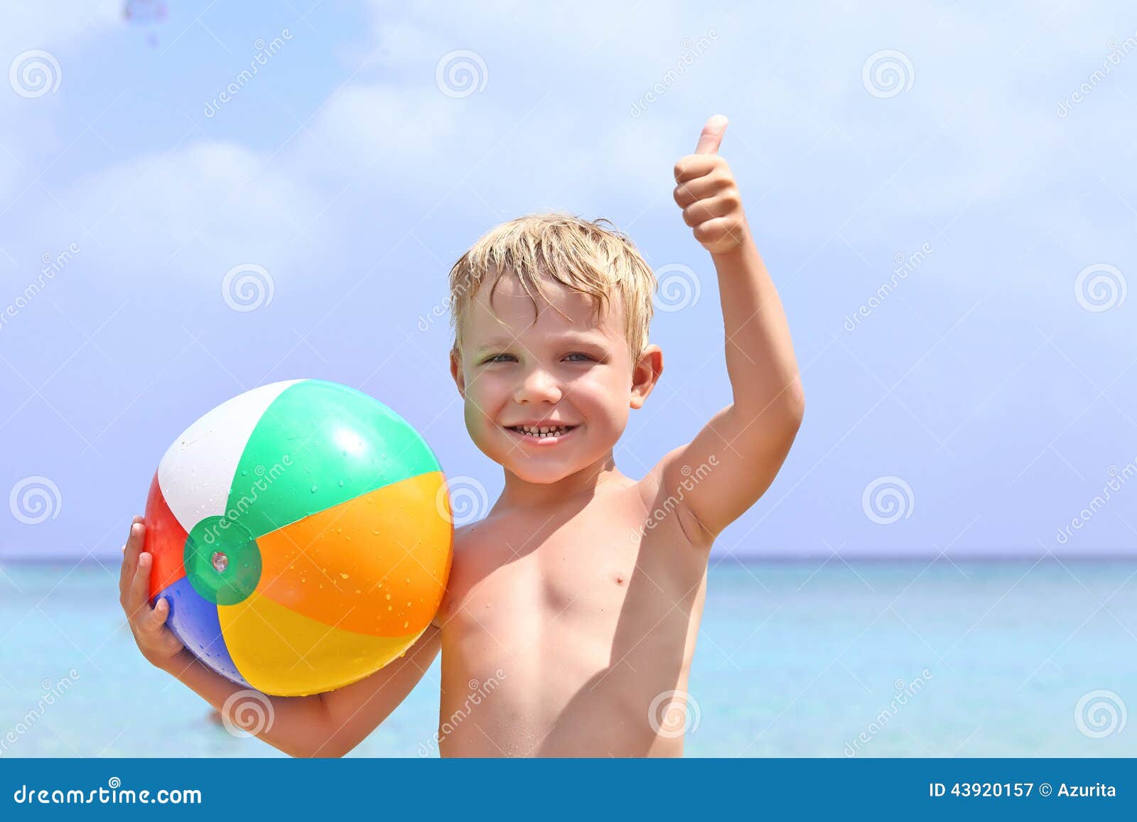 Happy boy with beach ball stock image. Image of holiday - 43920157