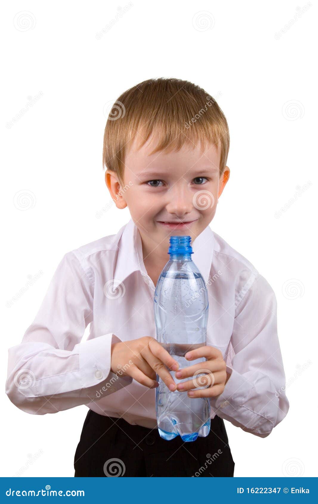 Happy Boy with a Bottle of Water Stock Image - Image of cheerful, happy ...