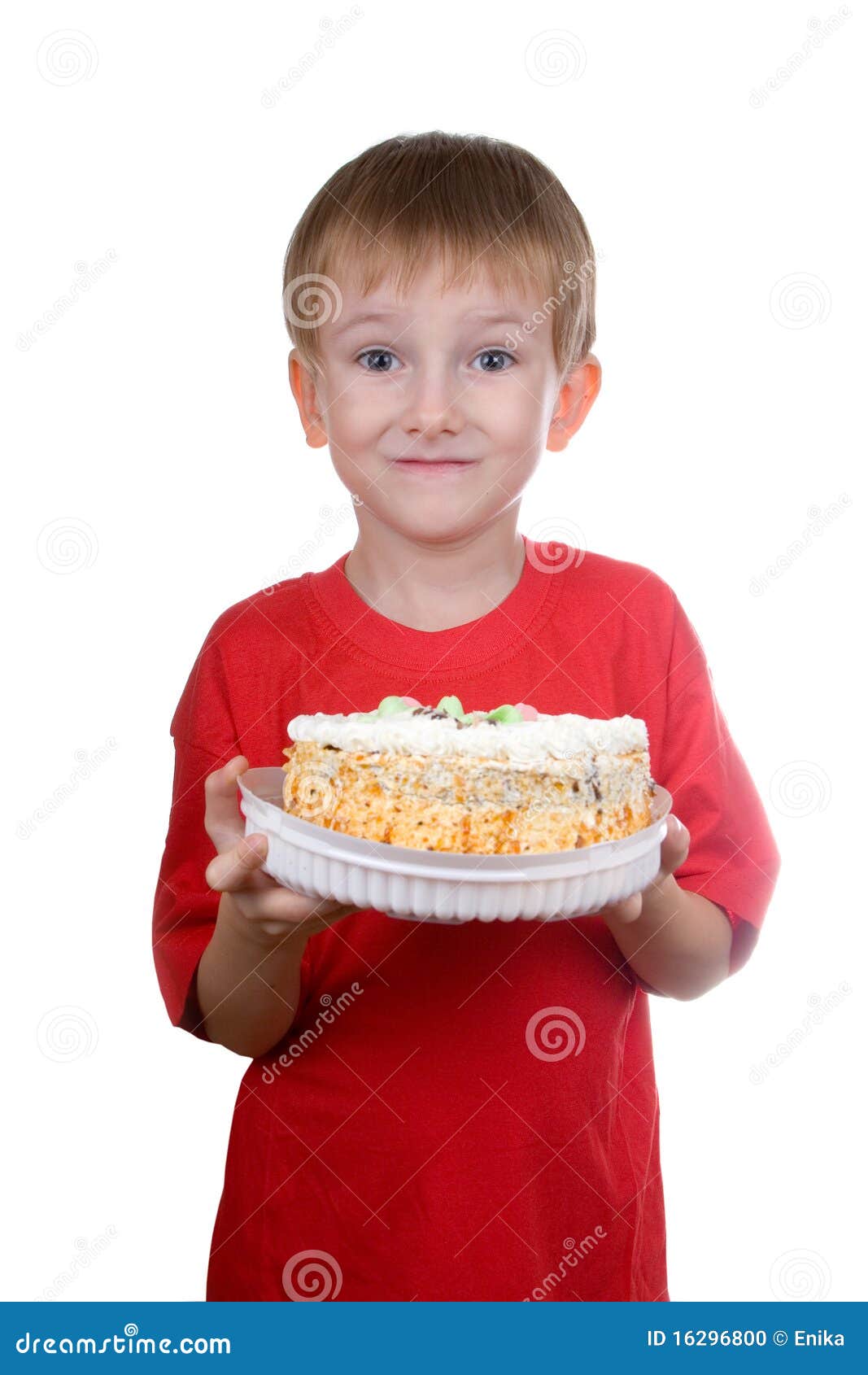 Happy boy with a cake stock photo. Image of white, celebration - 16296800
