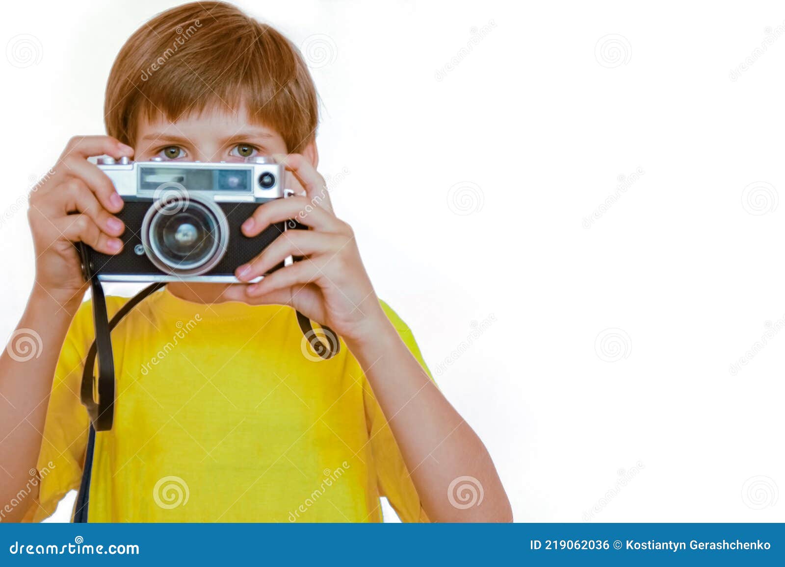 Happy Boy with a Camera on the Background Stock Photo - Image of ...