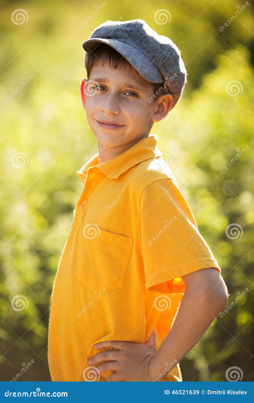 Happy boy in cap stock image. Image of warmly, debonair - 46521639
