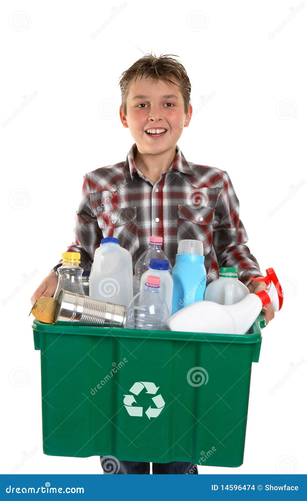 Happy Boy Carrying Rubbish for Recycling Stock Photo - Image of ...