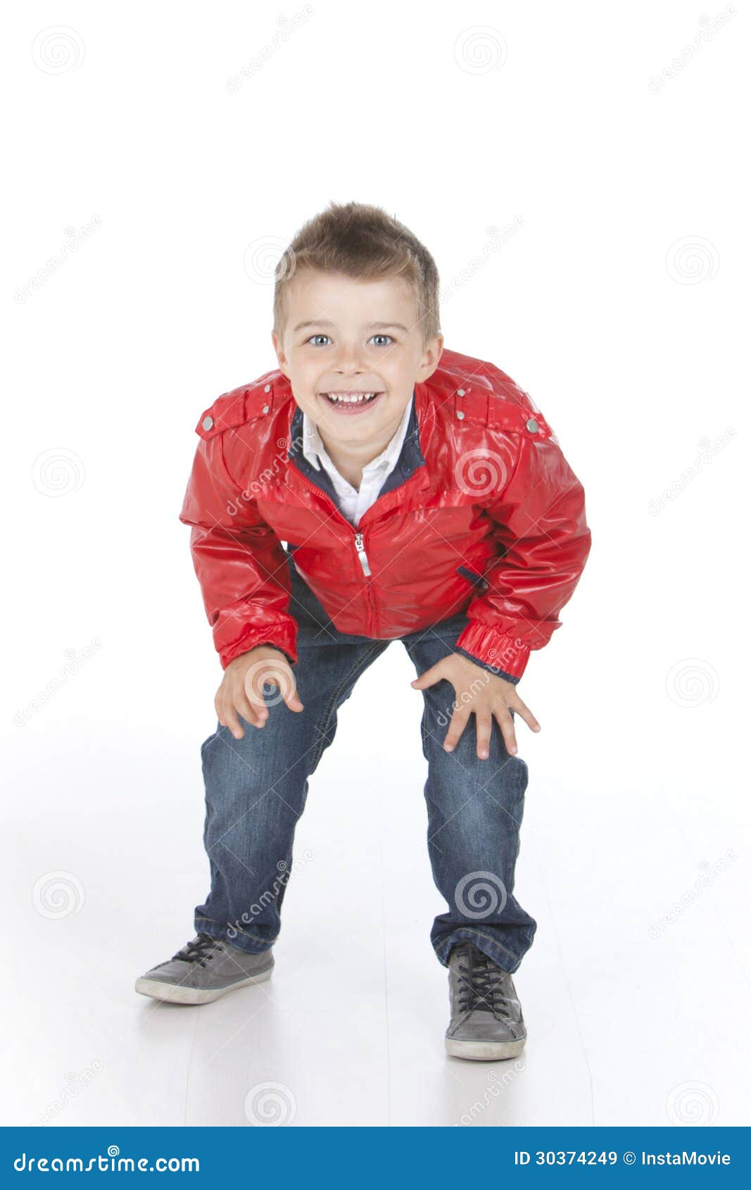 Happy boy stock image. Image of jump, careful, leaning - 30374249