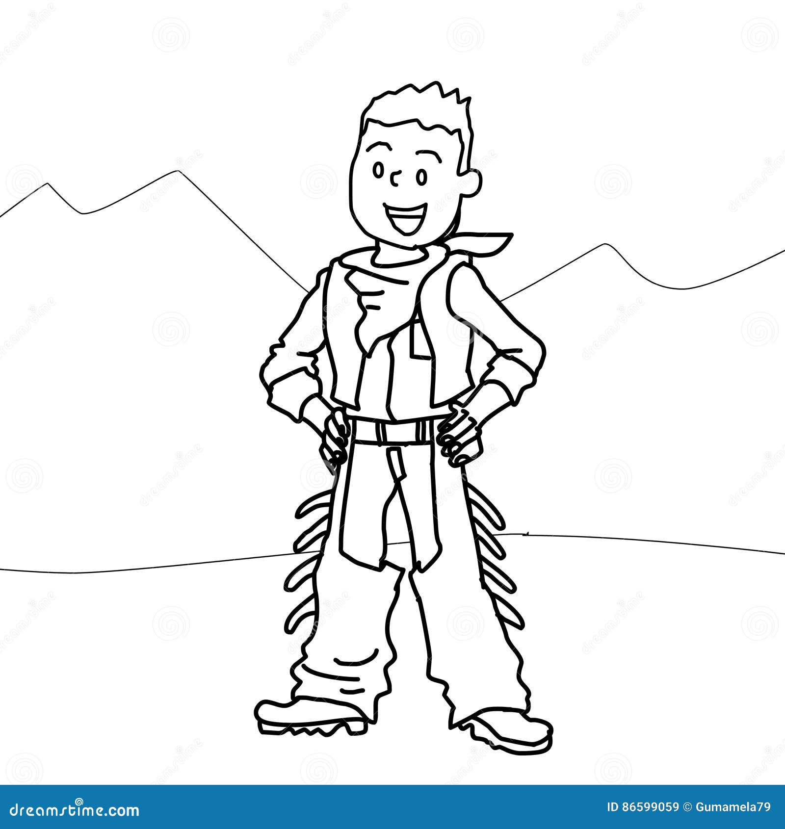 Happy boy coloring page stock illustration. Illustration of drawn ...