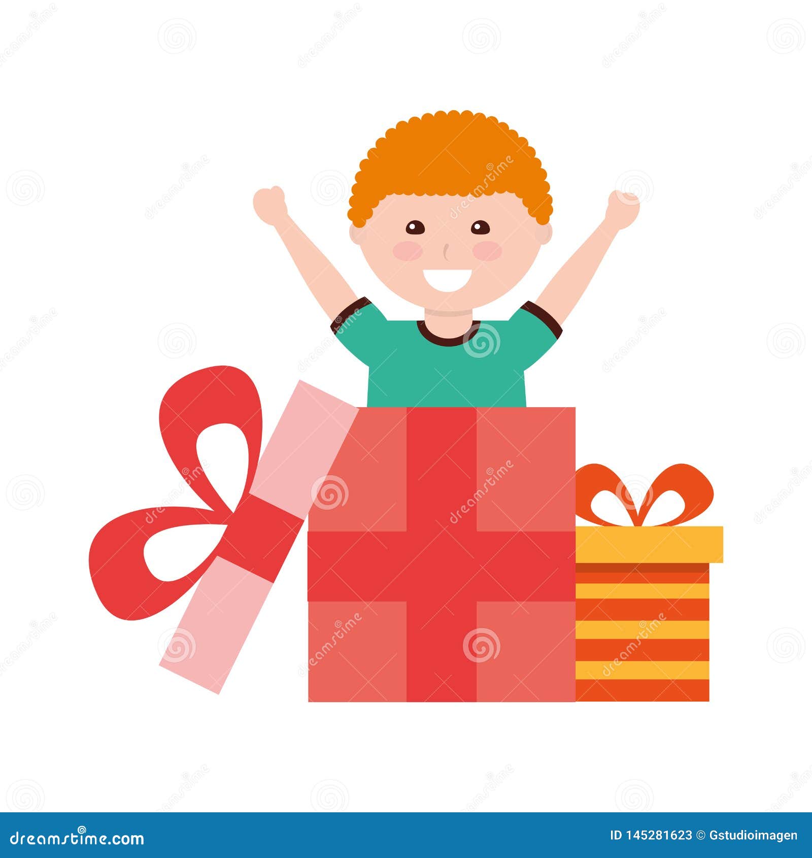 Happy Boy Coming Out Gift Box Birthday Stock Vector - Illustration of ...