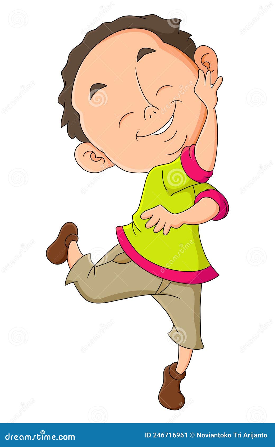 The Happy Boy is Dancing with the Happy Expression Stock Vector ...