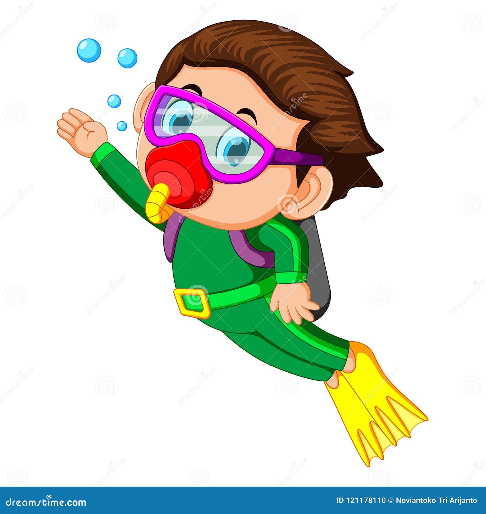 Happy boy diving stock vector. Illustration of glasses - 121178110
