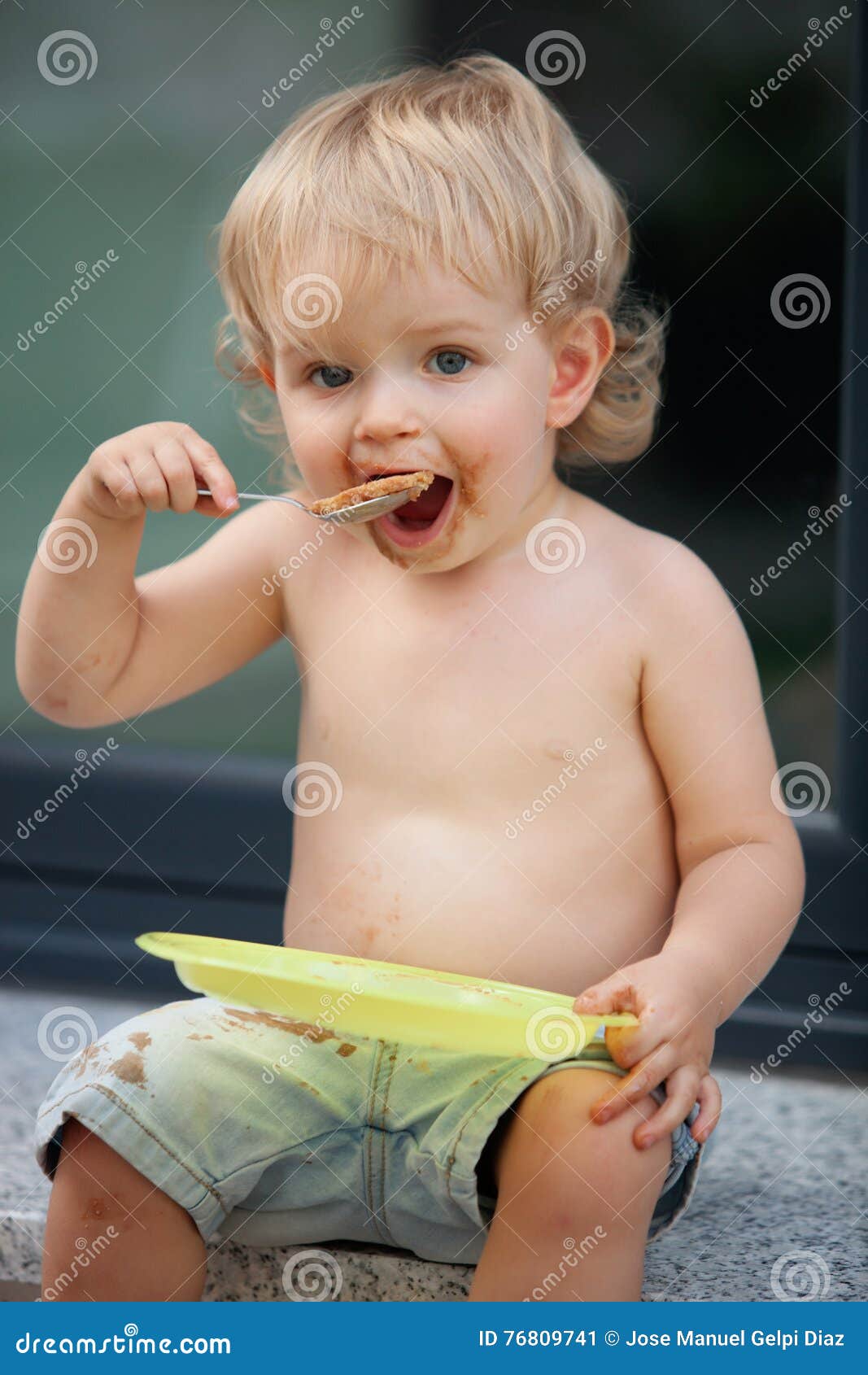 Happy Boy Eating Chocolate Cake Stock Image - Image of dish, caucasian ...