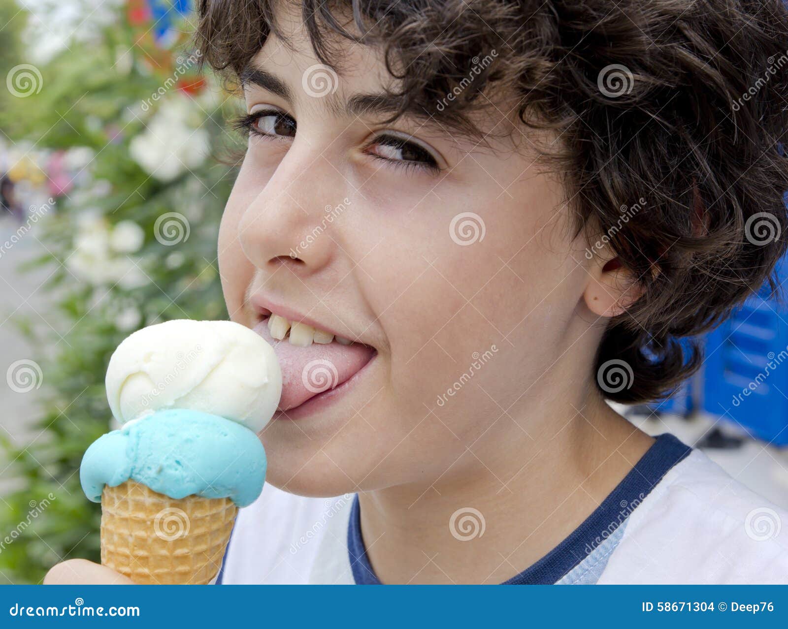 Happy Boy is Eating Ä°ce Cream Stock Photo - Image of fresh, delicious ...