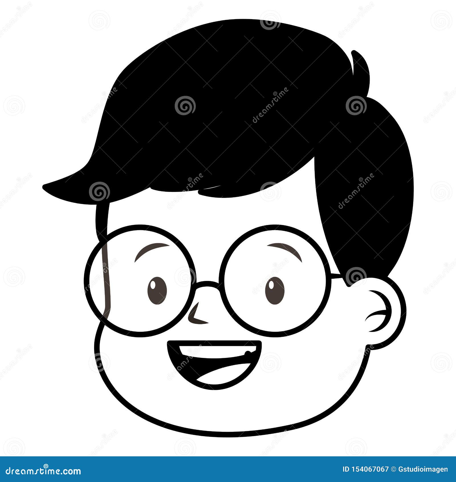 Happy Boy Face on White Background Stock Illustration - Illustration of ...
