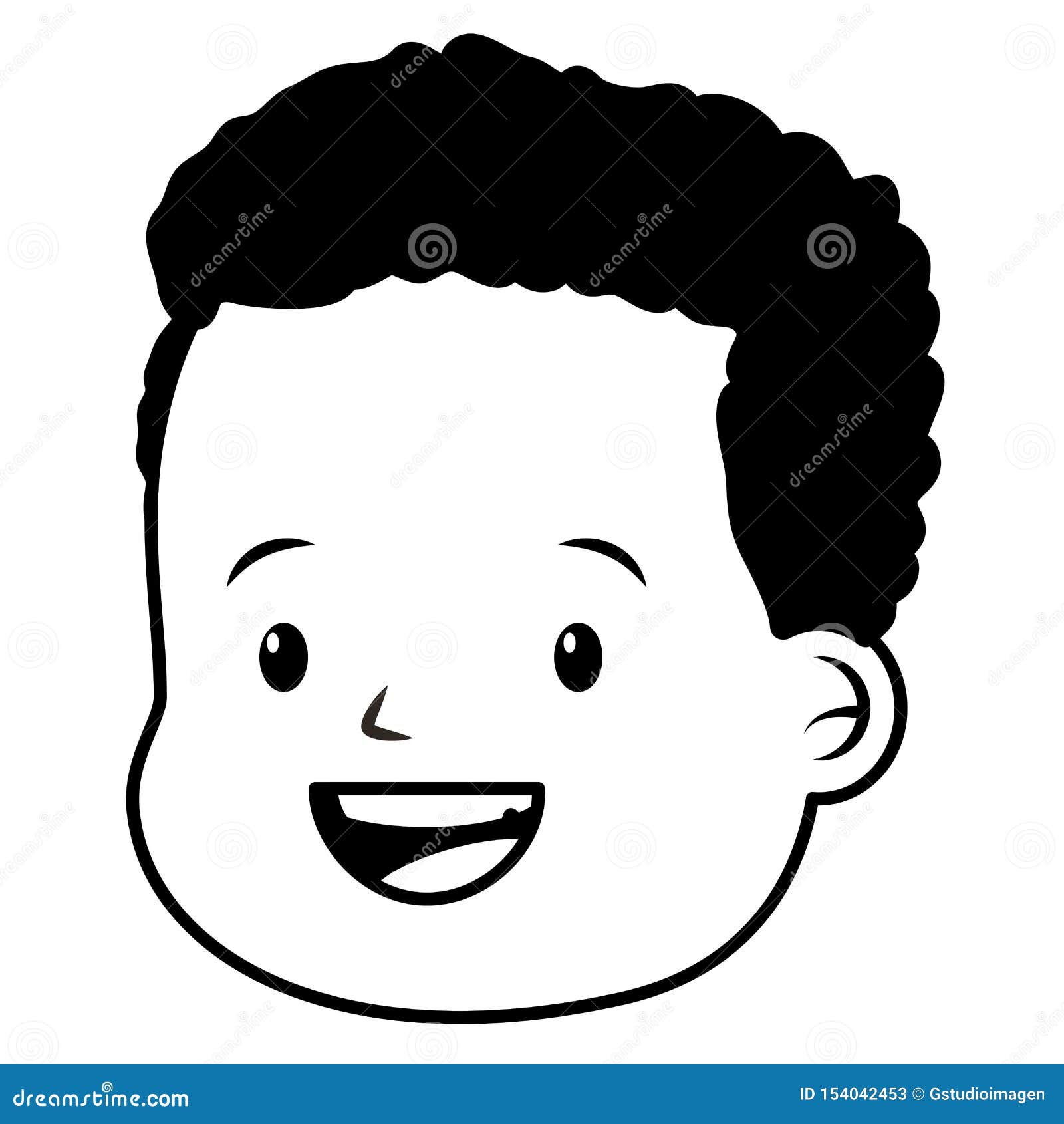 Happy Boy Face on White Background Stock Illustration - Illustration of ...