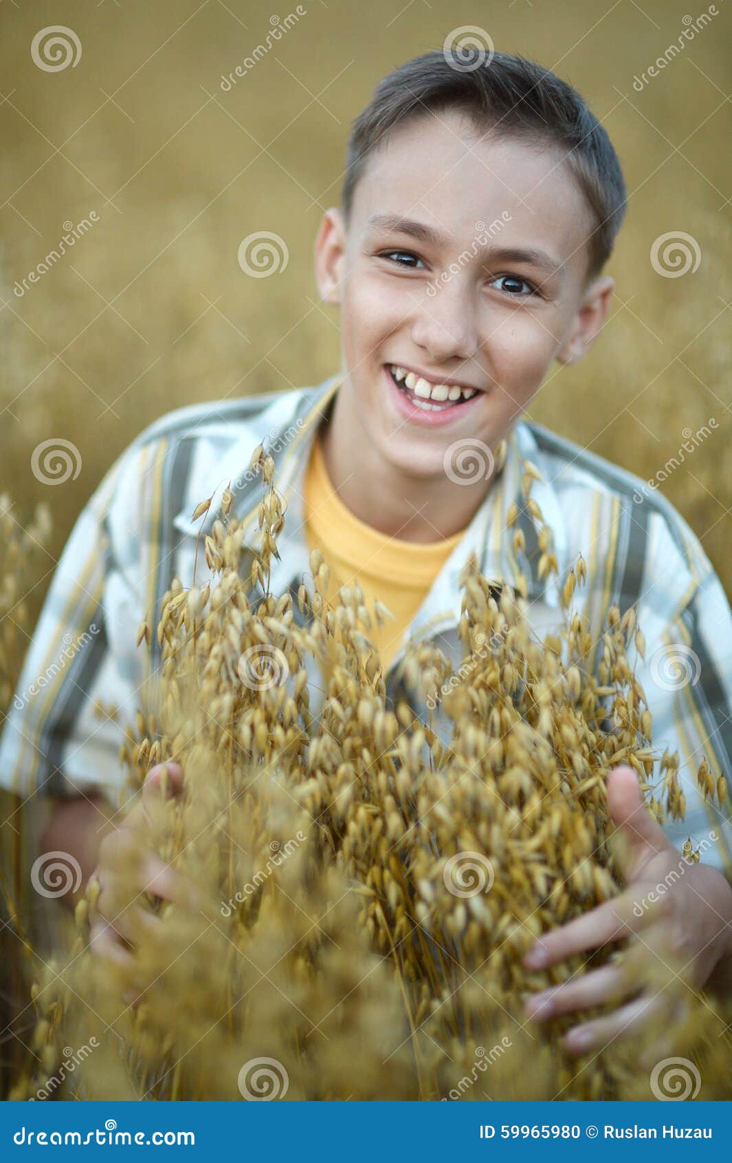 Happy Boy in field stock photo. Image of field, happy - 59965980