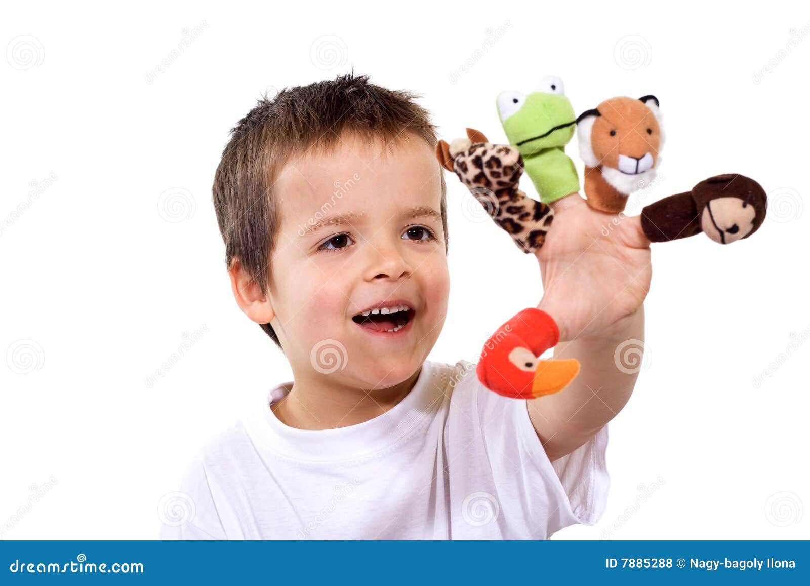 Happy Boy with Finger Puppets Stock Photo - Image of animals, cute: 7885288