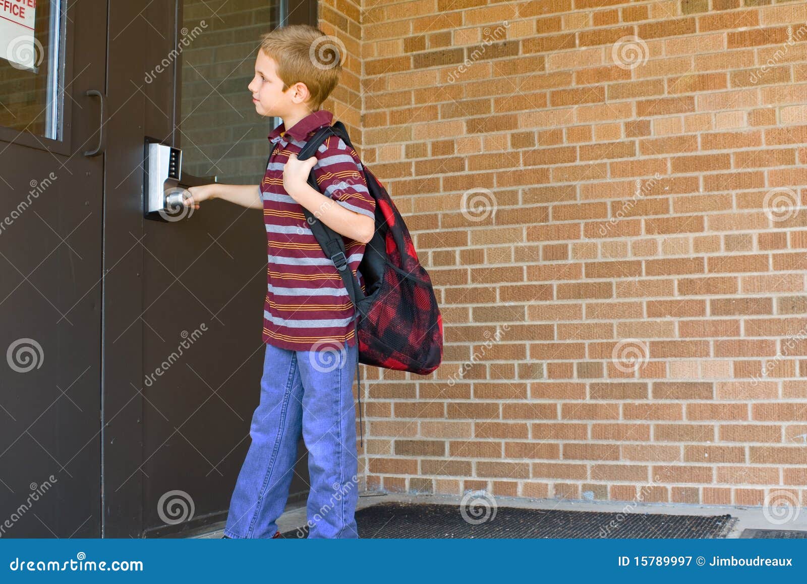 Happy Boy on the First Day of School Stock Image - Image of education ...