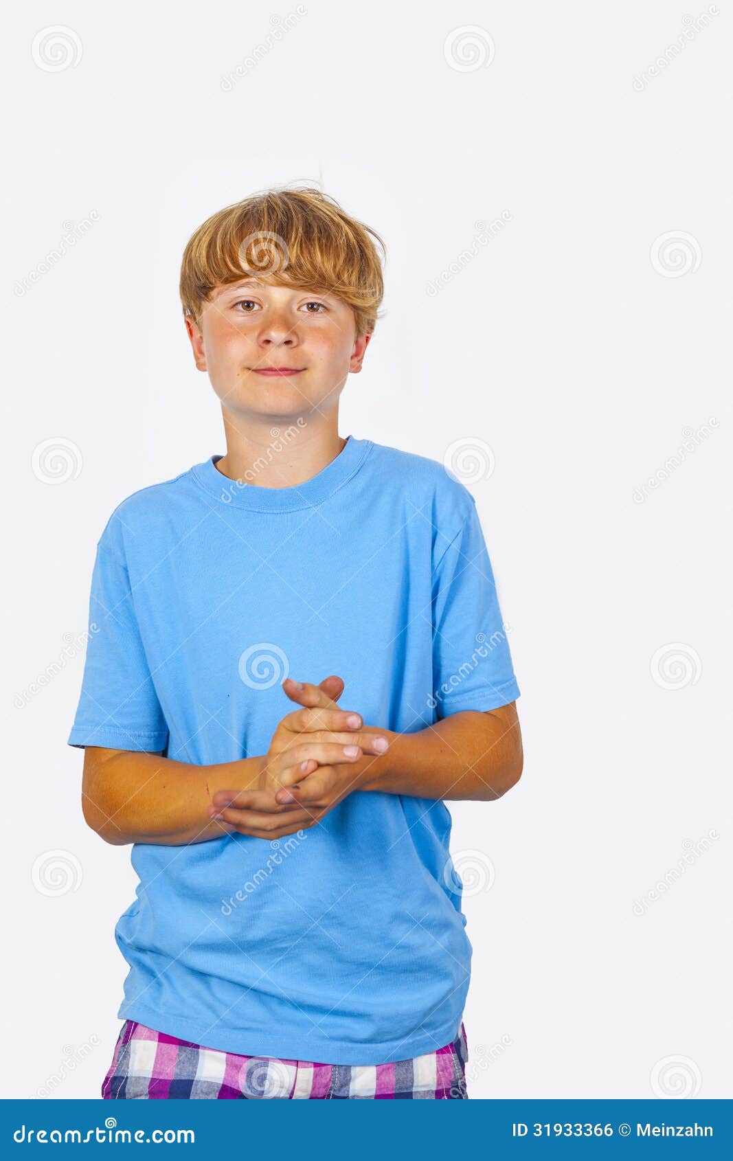 Happy Boy Gestures with His Arms Stock Photo - Image of background ...