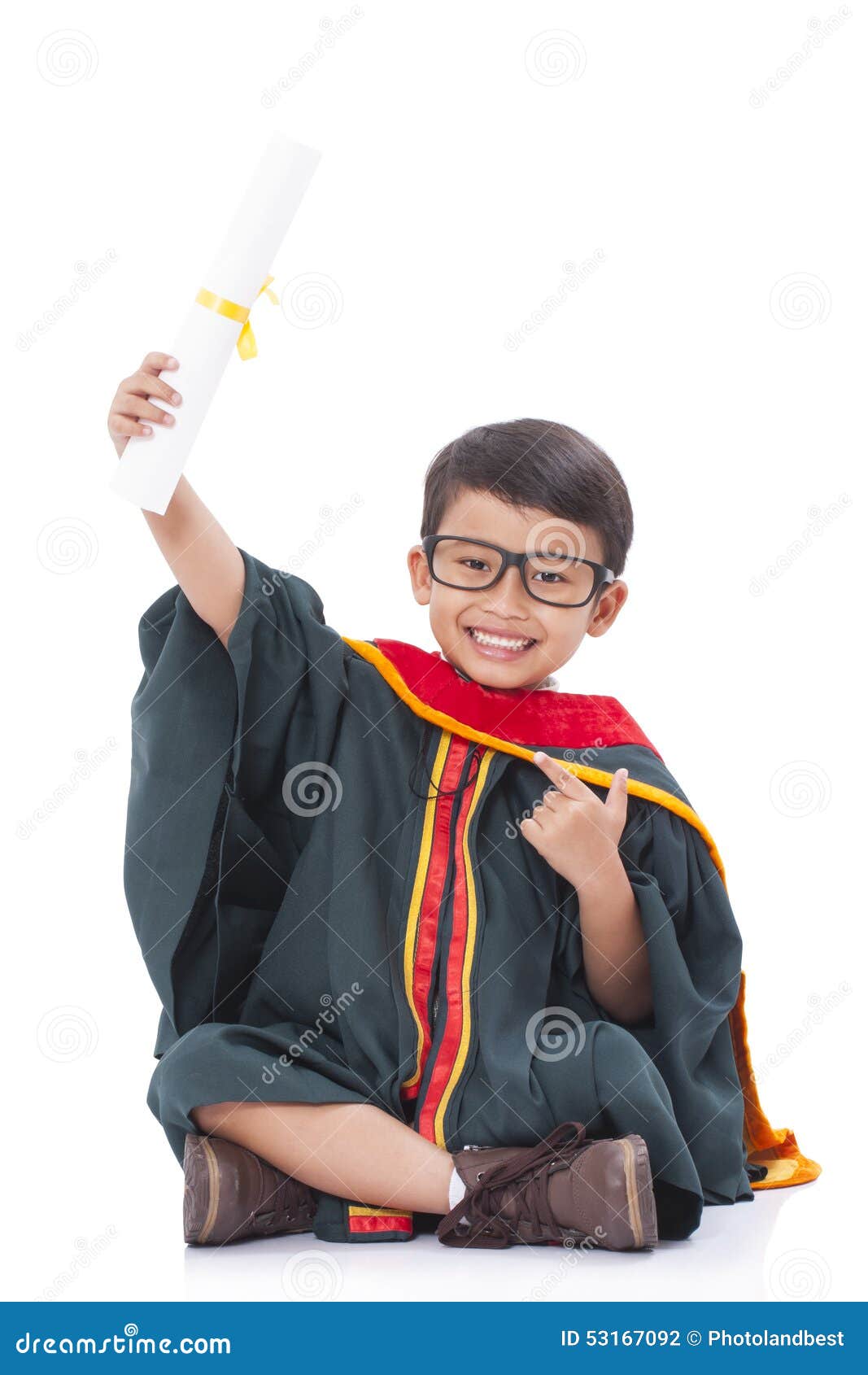 Happy Boy in Graduation Suit Stock Photo - Image of happy, certificate ...