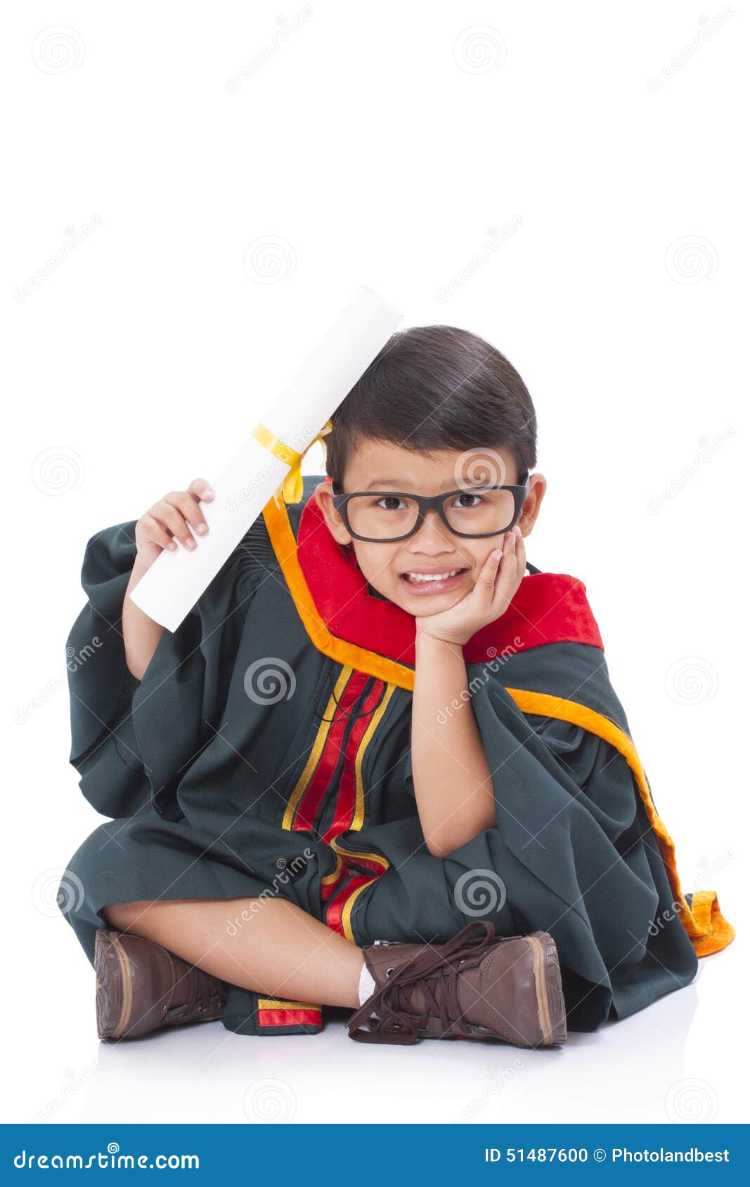 Happy Boy in Graduation Suit Stock Photo - Image of cheerful, graduated ...