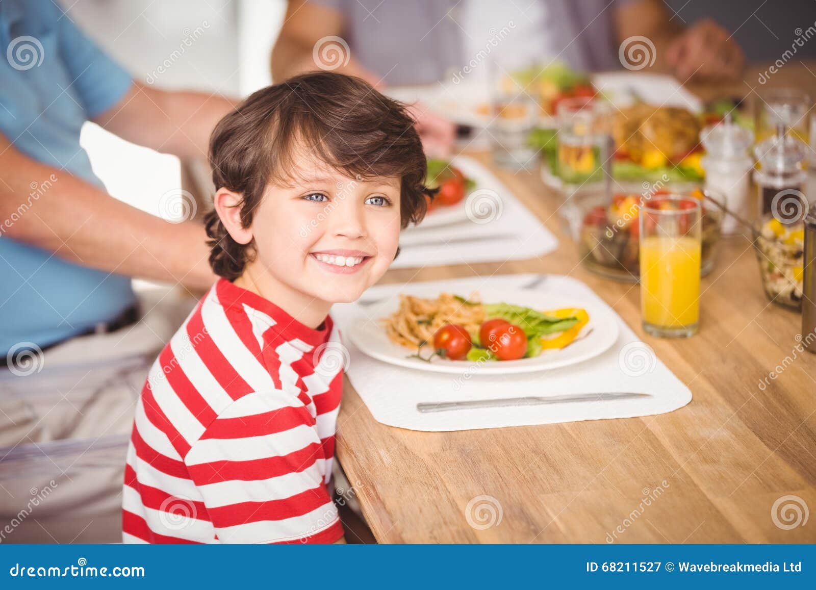 Happy Boy Having Breakfast with Family Stock Image - Image of healthy ...