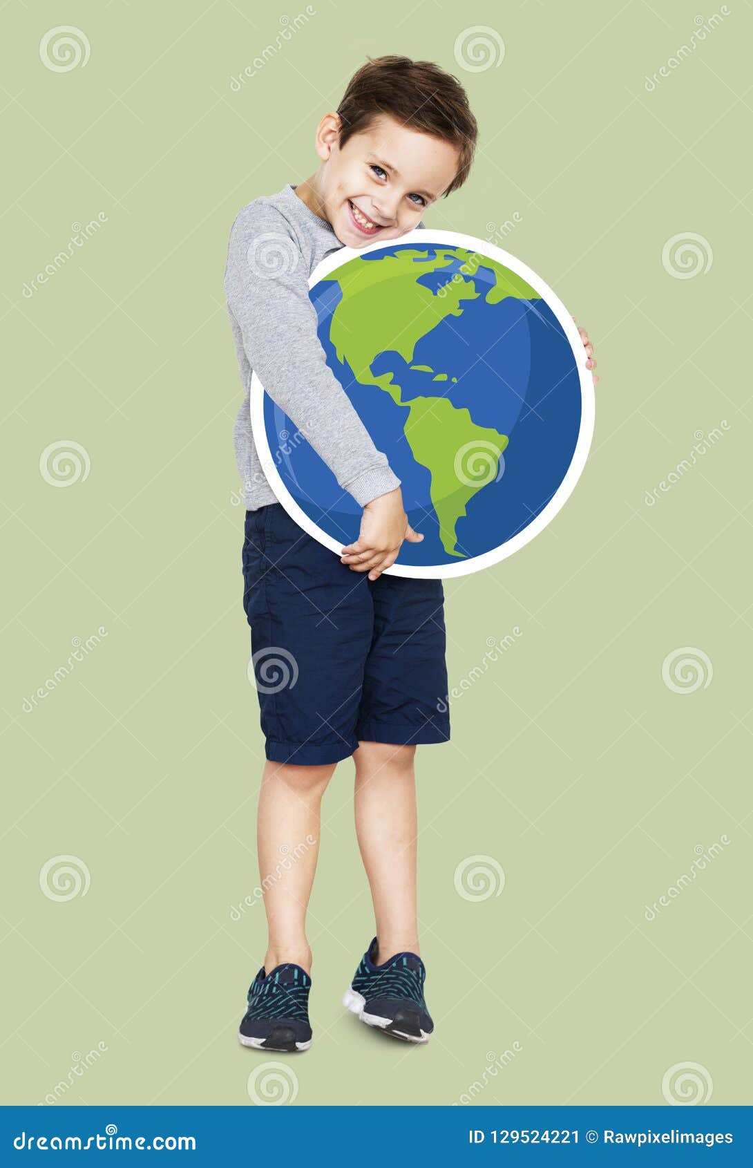 Happy Boy Hugging an Earth Icon Stock Image - Image of background ...