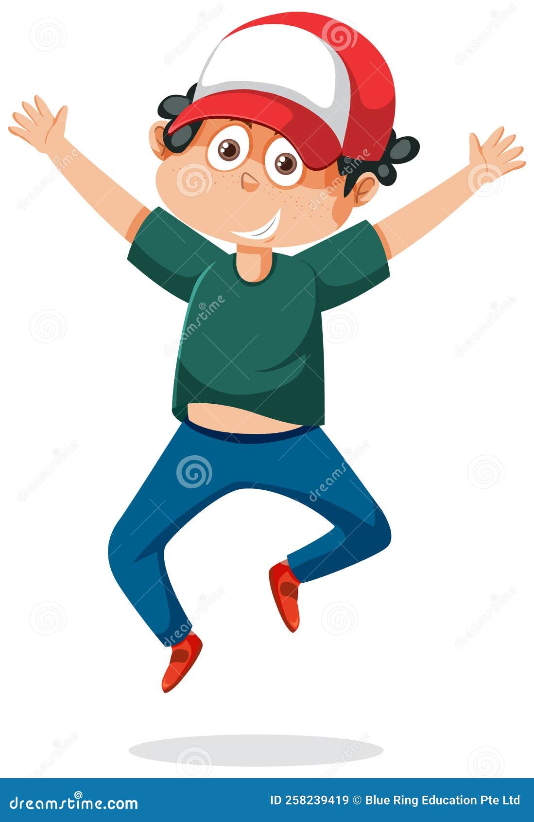 A Happy Boy Jumping Cartoon Character Stock Vector - Illustration of ...