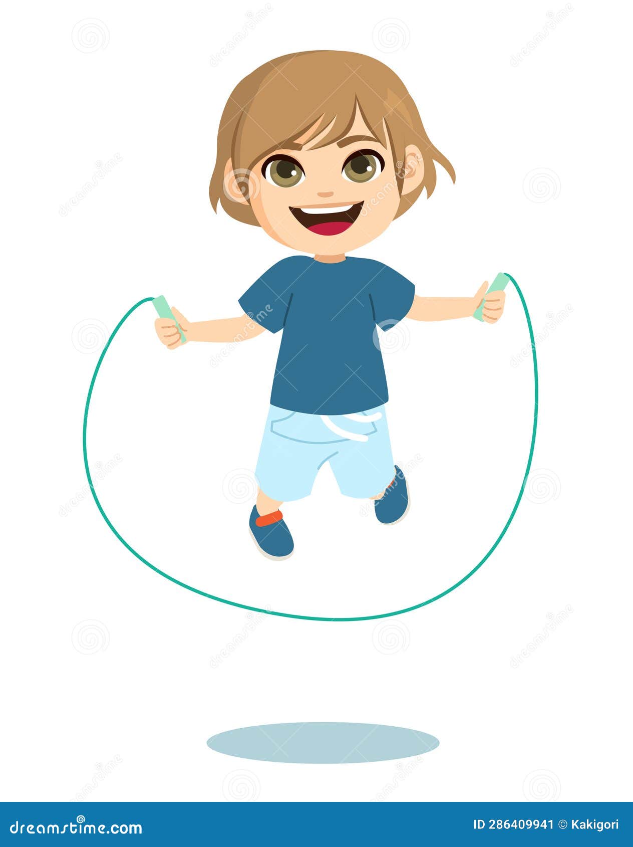Happy Boy Jumping Rope Activity Stock Vector - Illustration of ...