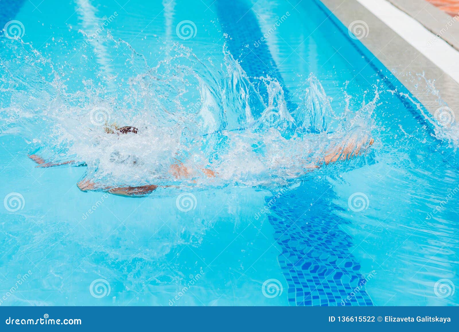 Happy Boy Kid Jumping in the Pool Stock Photo - Image of people, jump ...