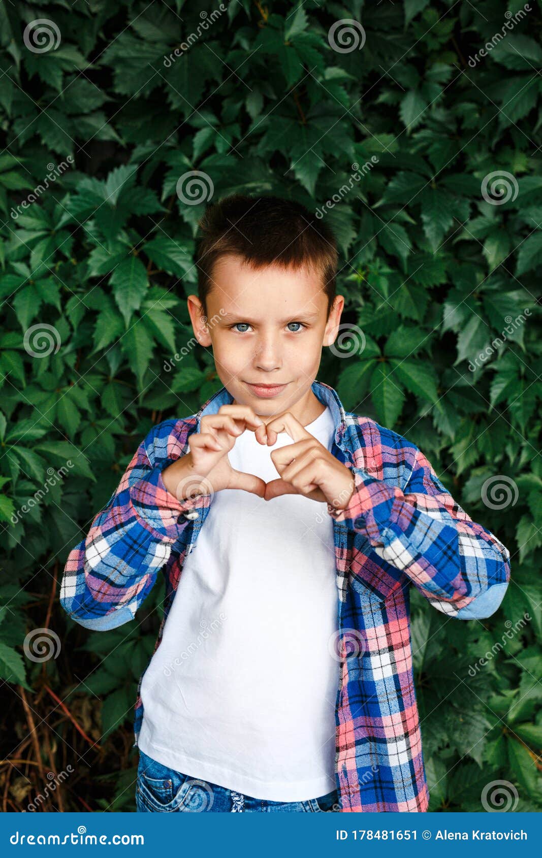 Happy Boy Making a Heart Shape with His Hands Stock Image - Image of ...