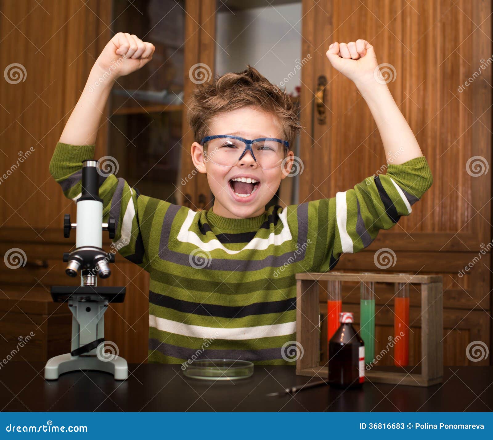 Happy Boy Making Science Experiments. Education. Stock Image - Image of ...