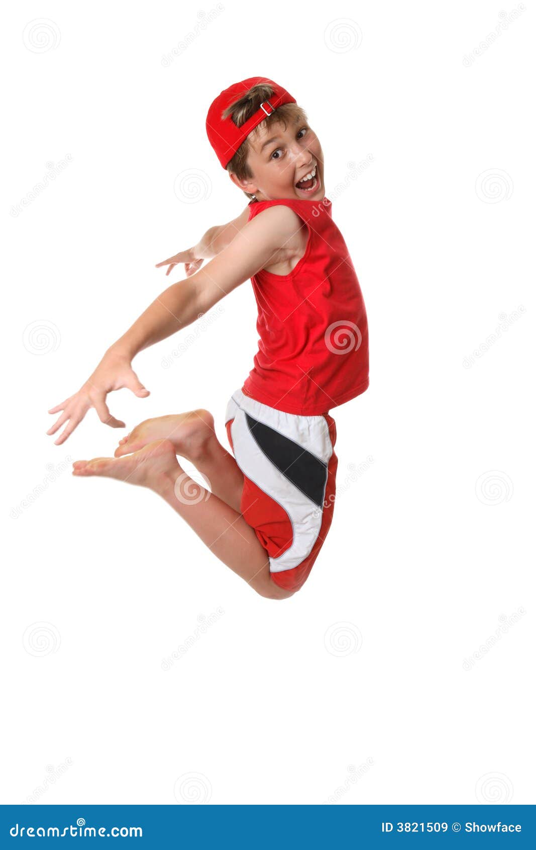 Happy boy mid jump stock image. Image of shorts, activity - 3821509