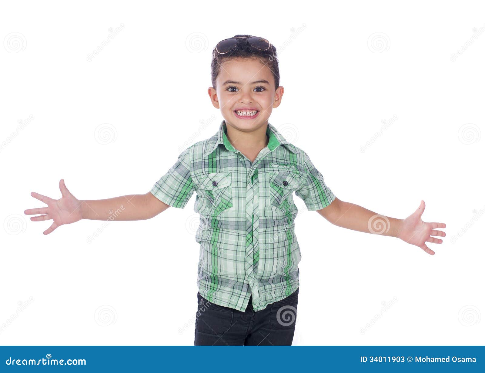Happy Boy with Open Arms stock image. Image of gesture - 34011903