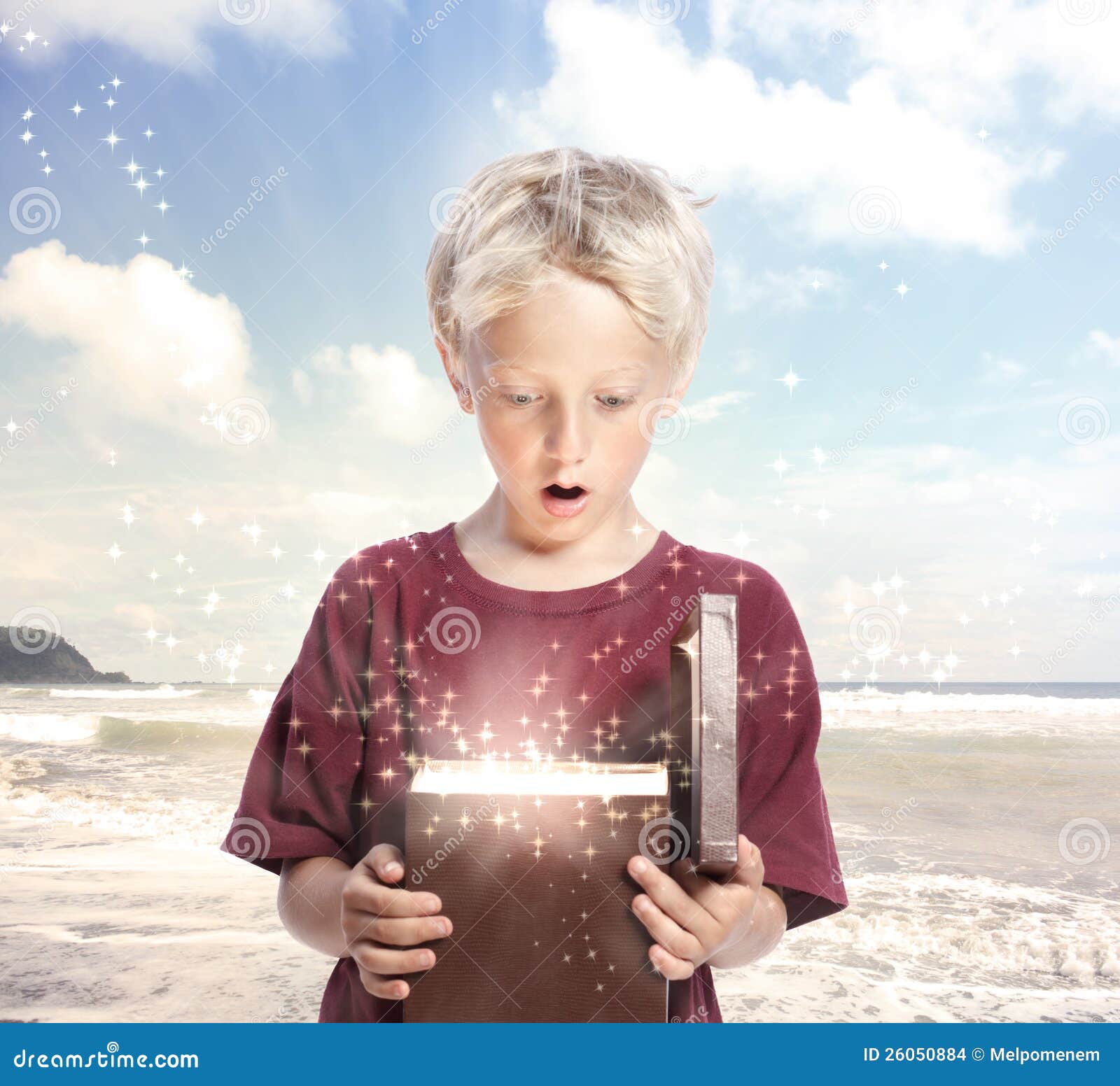 Happy Boy Opening a Gift Box Stock Photo - Image of amazing, child ...