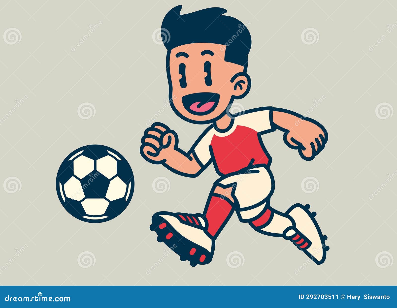 Happy Boy Playing Football Cartoon Stock Illustration - Illustration of ...