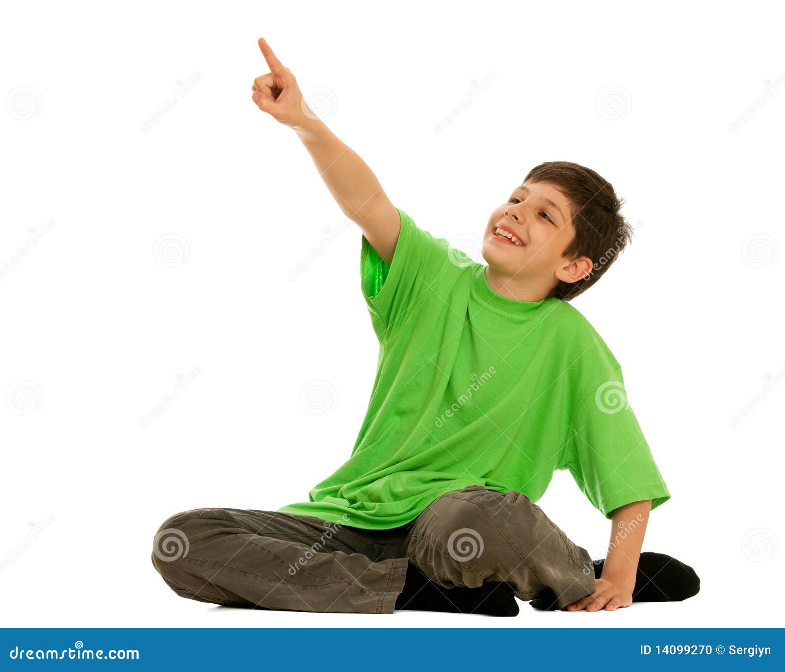 Happy Boy Pointing Out a Distant Target Stock Photo - Image of hand ...