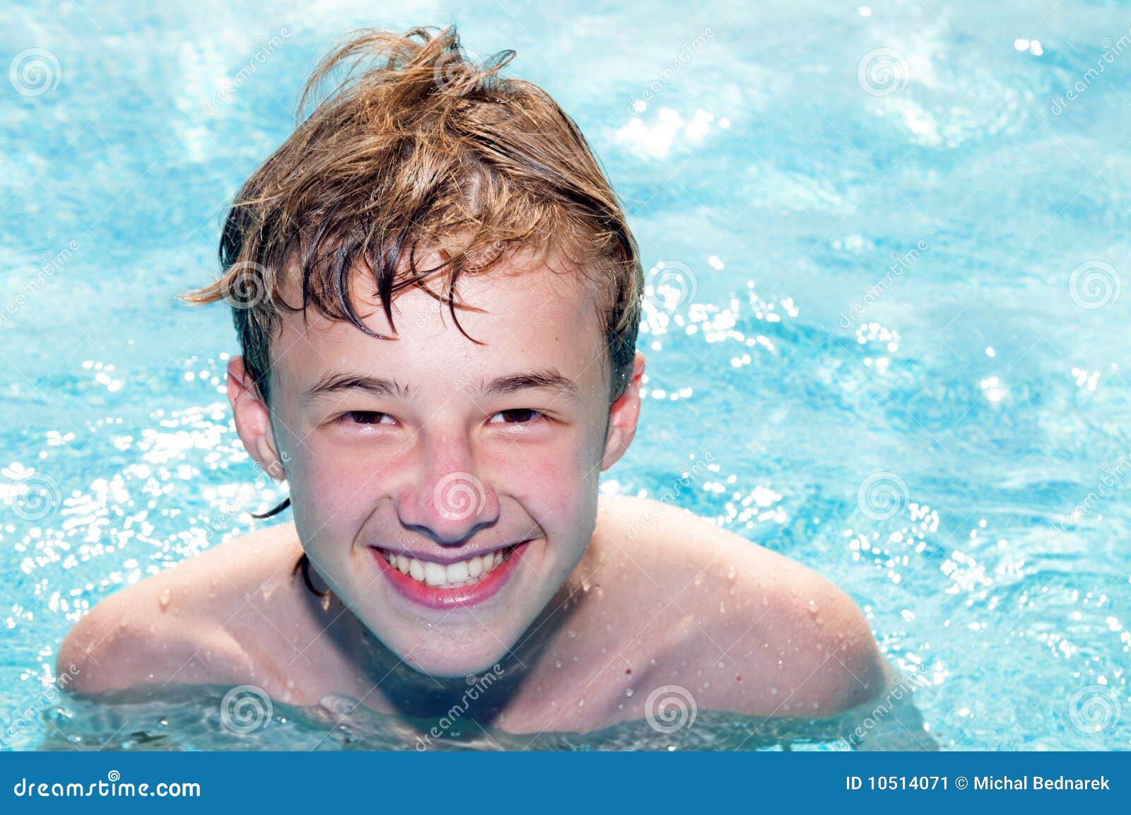 Happy boy in a pool stock image. Image of play, happy - 10514071