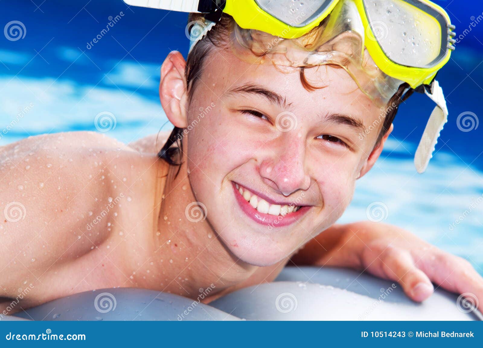 Happy boy in a pool stock image. Image of power, laughing - 10514243