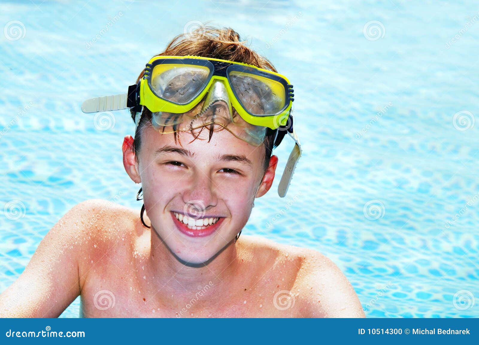 Happy boy in a pool stock photo. Image of cool, action - 10514300