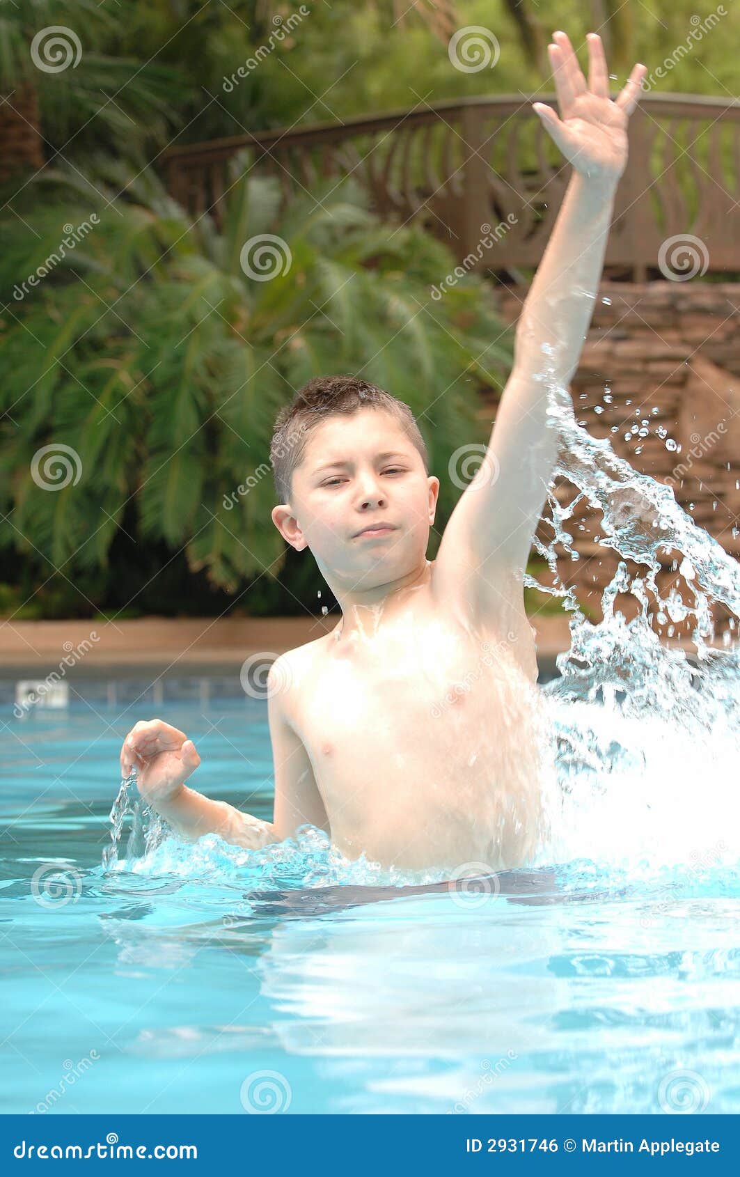 Happy boy in pool stock photo. Image of enjoyment, cool - 2931746