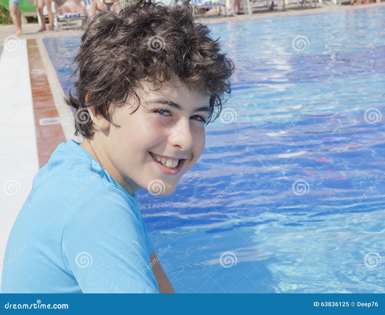 Happy boy at the pool stock image. Image of cheerful - 63836125