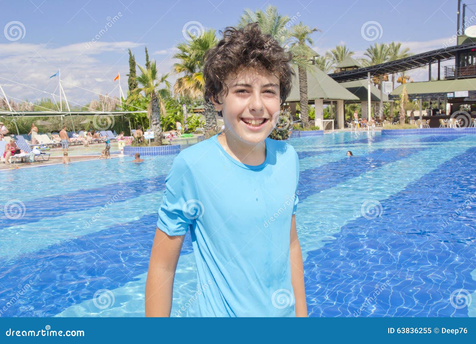 Happy boy at the pool stock image. Image of tree, trip - 63836255