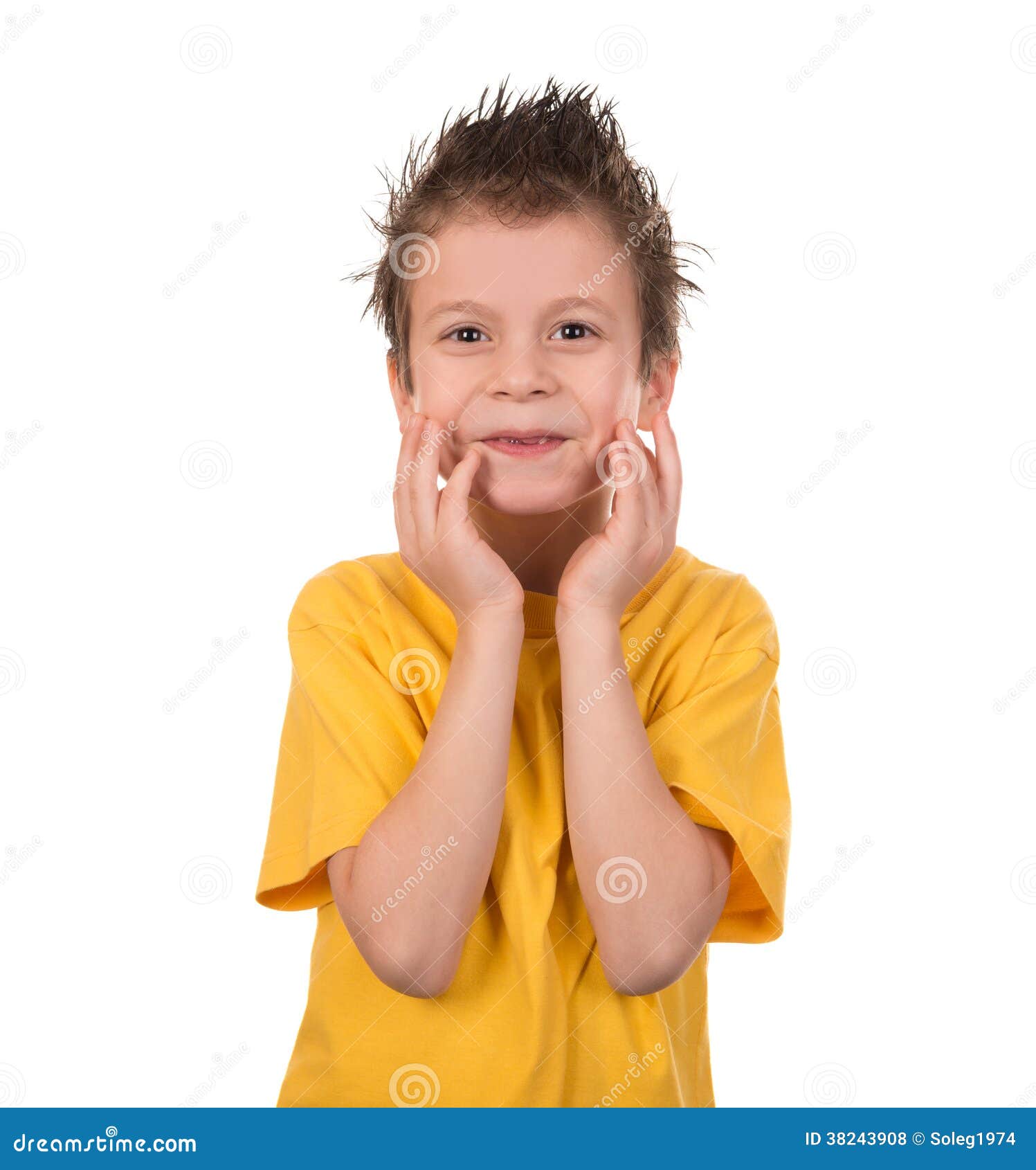 Happy Boy Portrait on White Stock Photo - Image of body, front: 38243908