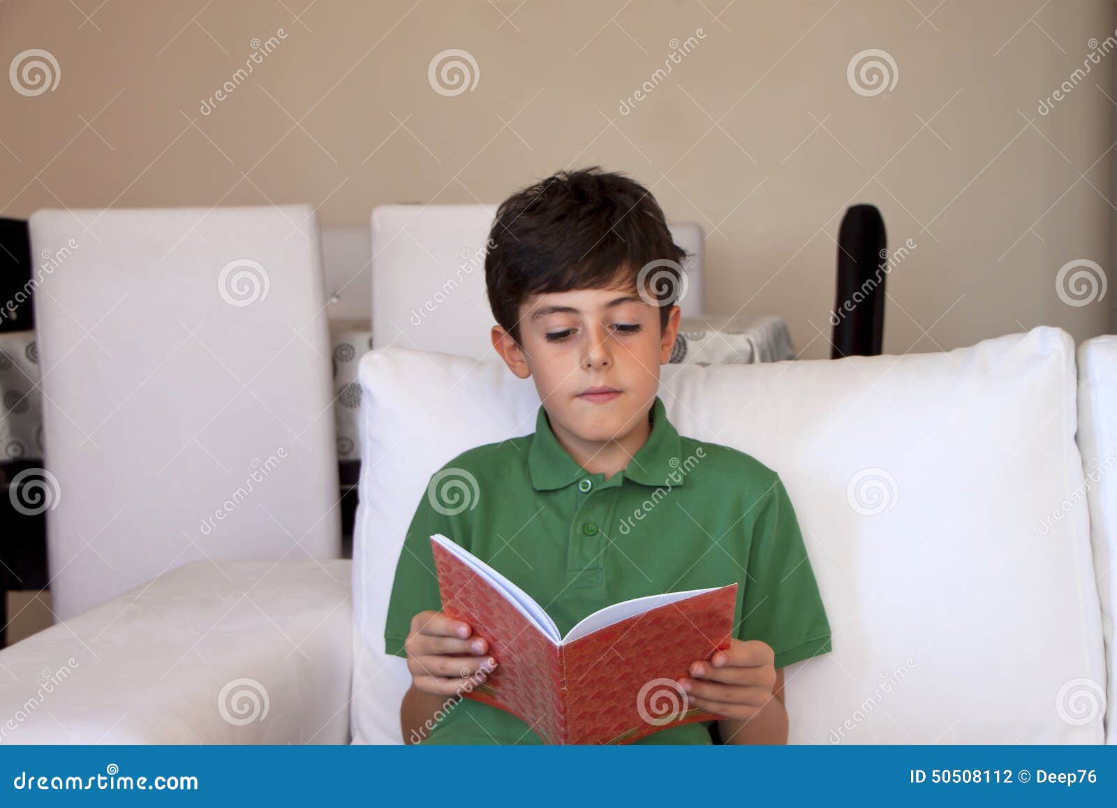 Happy Boy is Reading a Book Stock Photo - Image of relax, education ...