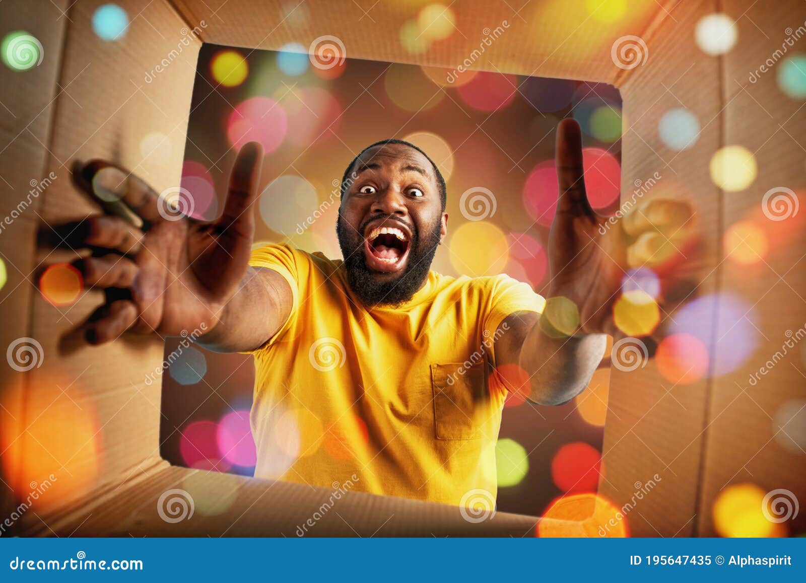 Happy Boy Receives Christmas Gift. Happy and Surprised Expression ...