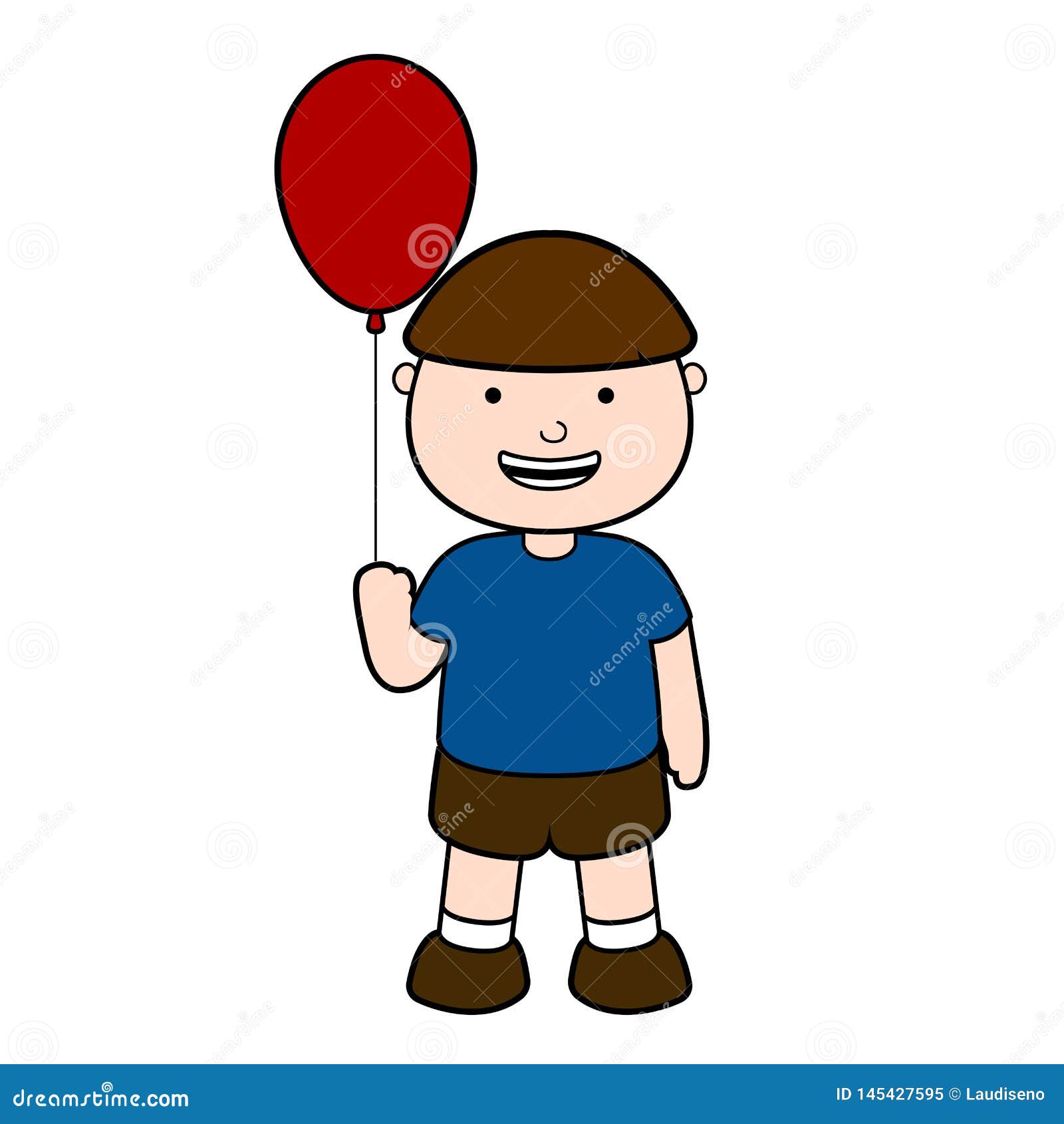 Happy Boy with a Red Balloon Stock Vector - Illustration of vector ...