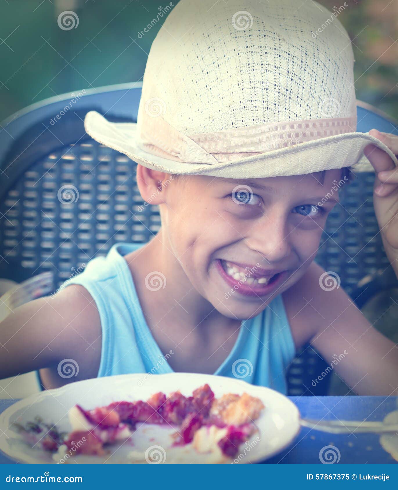 Happy boy stock image. Image of plate, meal, breakfast - 57867375