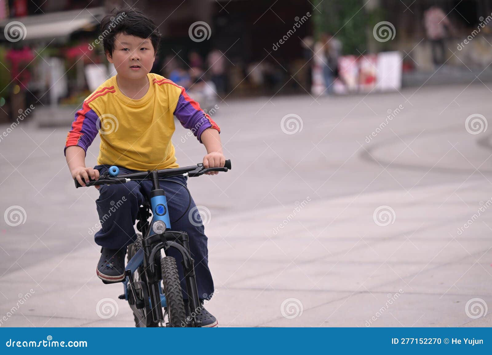 Happy Boy Ride on a Bicycle Stock Photo - Image of vehicle, headband ...