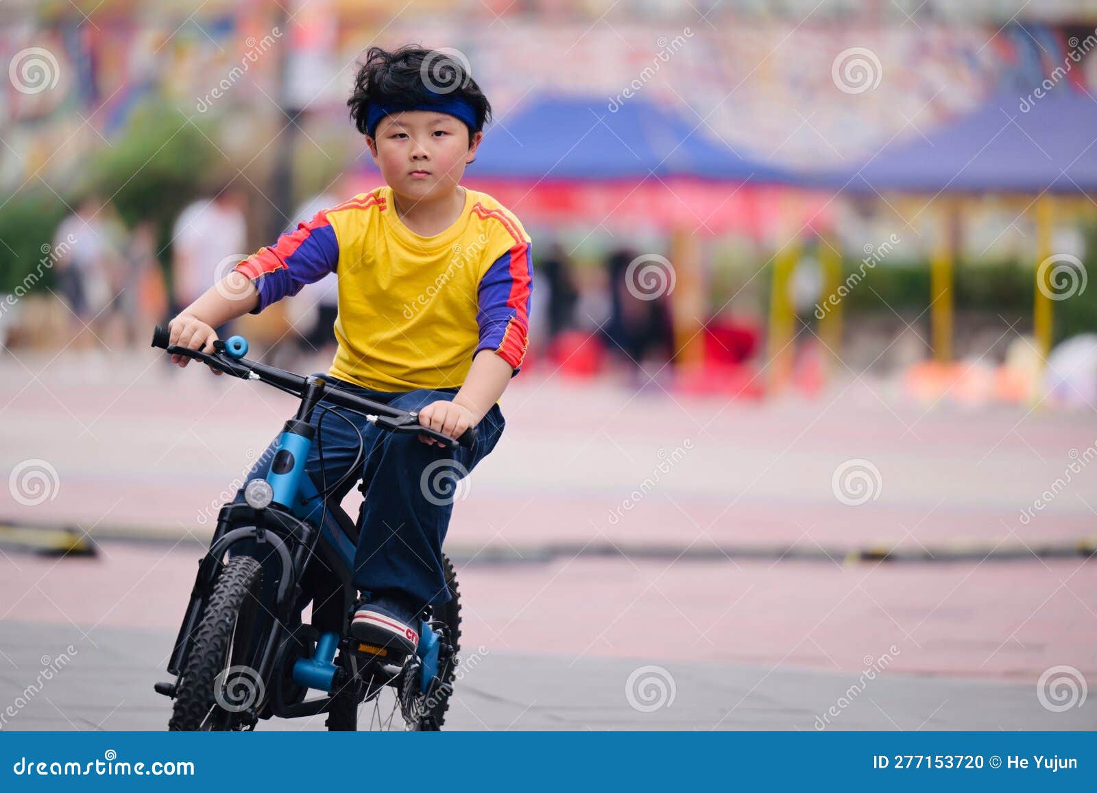 Happy Boy Ride on a Bicycle Stock Photo - Image of ride, bike: 277153720
