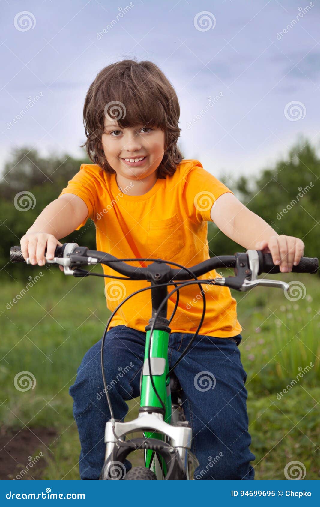 Happy Boy Ride Bikes Outdoors Stock Image - Image of lifestyles, nature ...